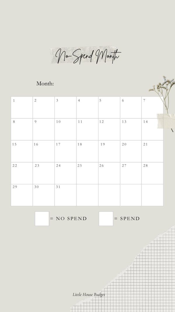 No-Spend Month Challenge {Free Printable Calendar} - Little House Budget