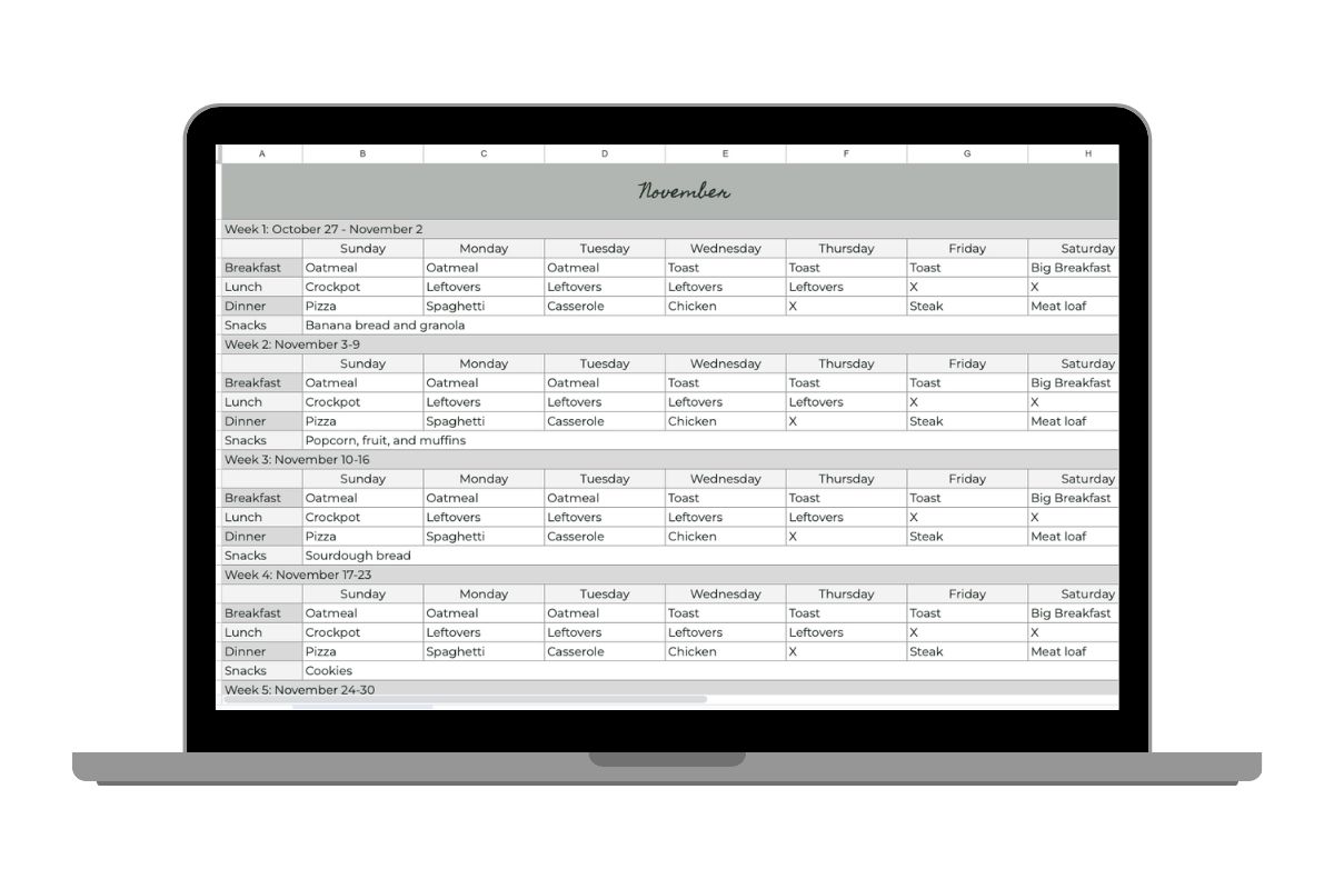 Free Google Sheets Meal Planner Template (5 Tabs!) - Little House Budget