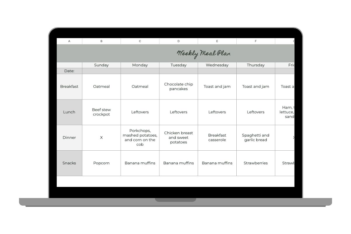 Free Google Sheets Meal Planner Template (5 Tabs!) - Little House Budget